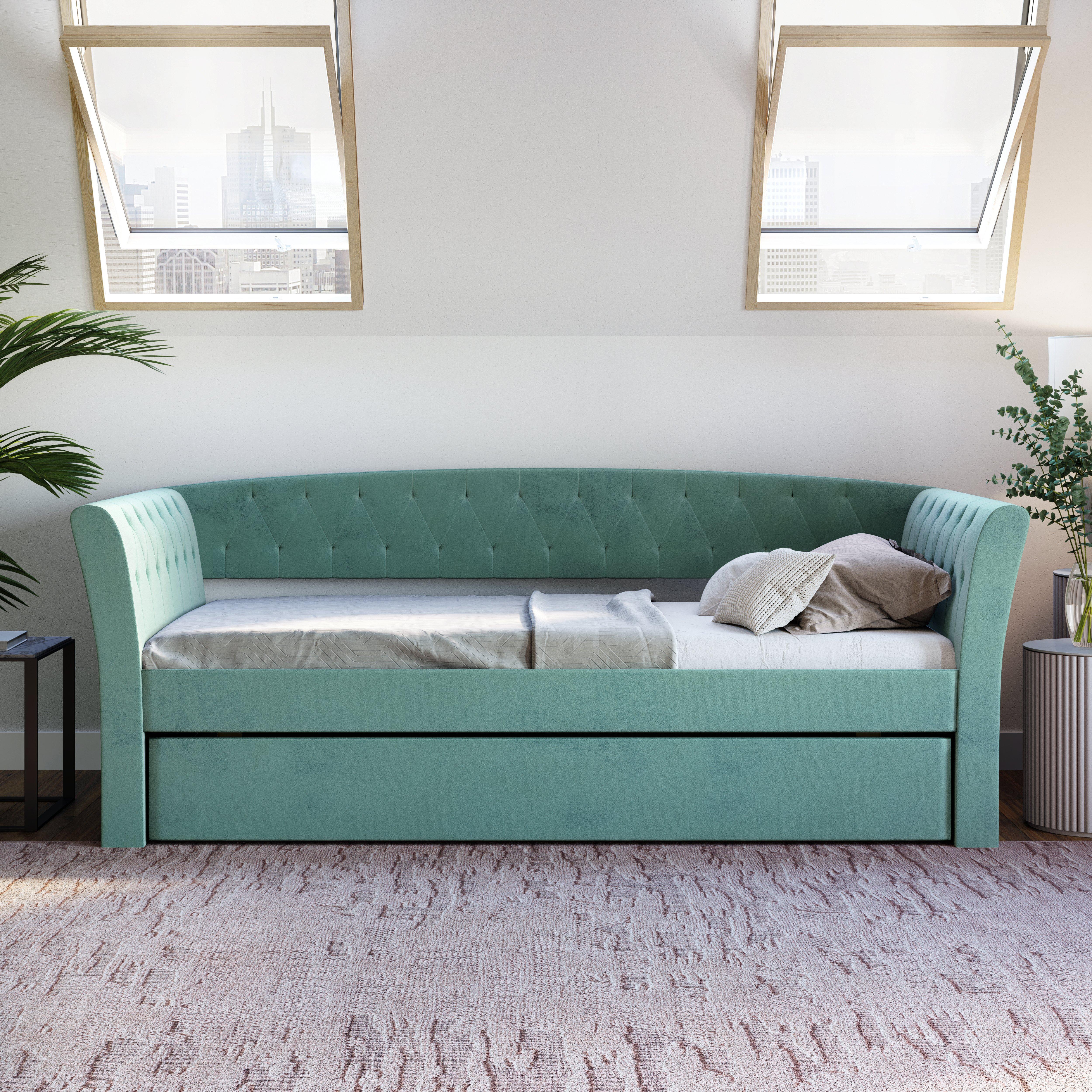 Rent to Own Boyd Specialty Sleep Kingston Velvet Twin Day Bed Teal at Aaron s today